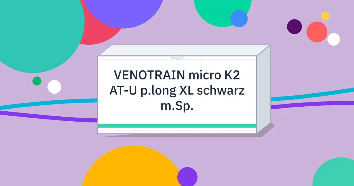 Symbolbild: Packung mit der Aufschrift VENOTRAIN micro K2 AT-U p.long XL schwarz m.Sp. (PZN 00811448) – Verfügbarkeit und Bezug in Apotheken in Frankfurt am Main