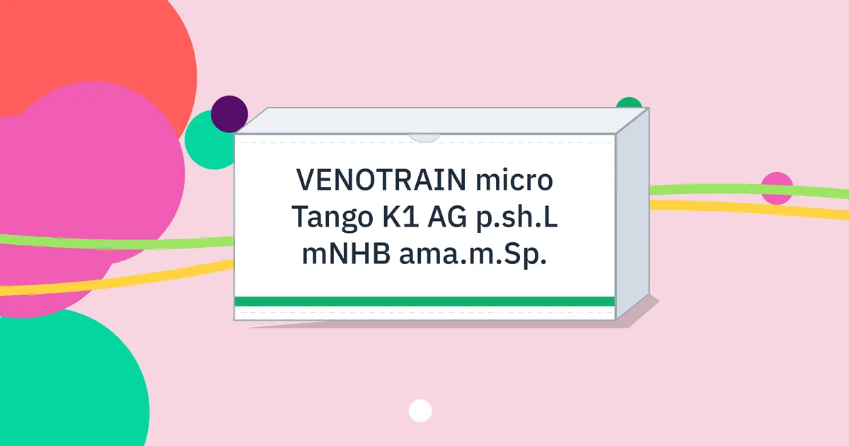 Symbolbild: Packung mit der Aufschrift VENOTRAIN micro Tango K1 AG p.sh.L mNHB ama.m.Sp. (PZN 17759114) – Verfügbarkeit und Bezug in Apotheken in Frankfurt am Main