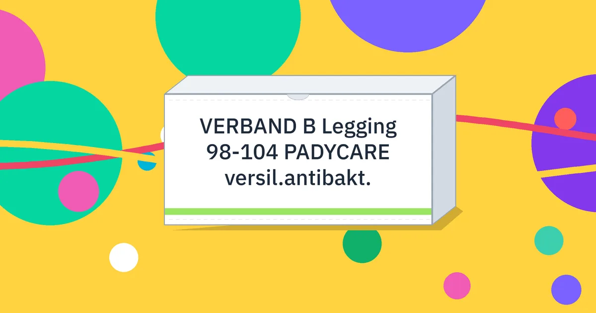 Symbolbild: Packung mit der Aufschrift VERBAND B Legging 98-104 PADYCARE versil.antibakt. (PZN 10938730) – Verfügbarkeit und Bezug in Apotheken in Frankfurt am Main
