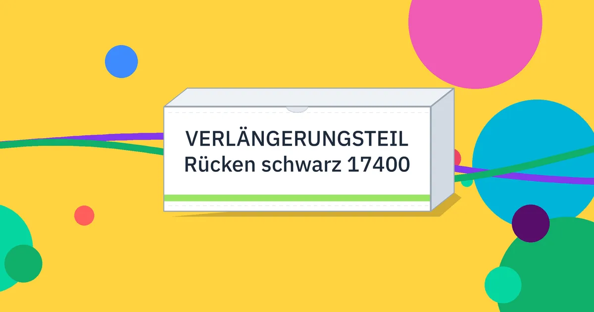 Symbolbild: Packung mit der Aufschrift VERLÄNGERUNGSTEIL Rücken schwarz 17400 (PZN 10200504) – Verfügbarkeit und Bezug in Apotheken in Frankfurt am Main