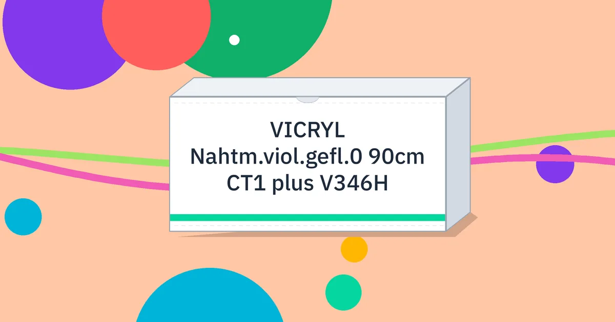 Symbolbild: Packung mit der Aufschrift VICRYL Nahtm.viol.gefl.0 90cm CT1 plus V346H (PZN 16393094) – Verfügbarkeit und Bezug in Apotheken in Frankfurt am Main