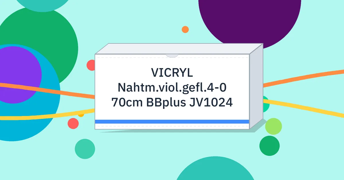 Symbolbild: Packung mit der Aufschrift VICRYL Nahtm.viol.gefl.4-0 70cm BBplus JV1024 (PZN 20852834) – Verfügbarkeit und Bezug in Apotheken in Frankfurt am Main