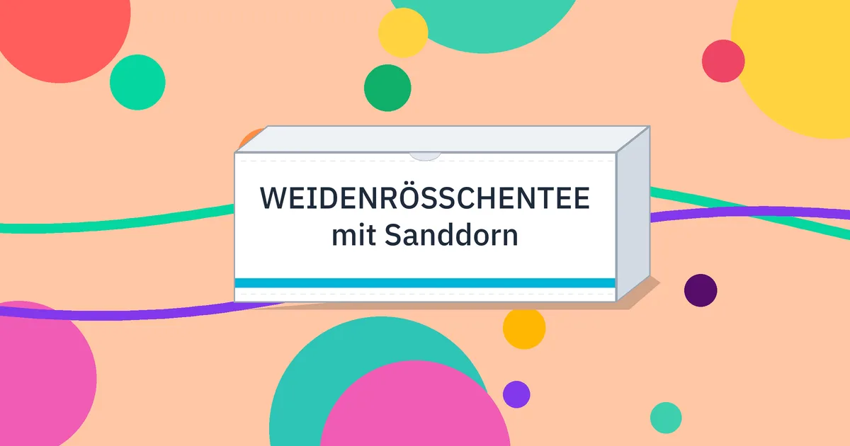 Symbolbild: Packung mit der Aufschrift WEIDENRÖSSCHENTEE mit Sanddorn (PZN 18362407) – Verfügbarkeit und Bezug in Apotheken in Frankfurt am Main