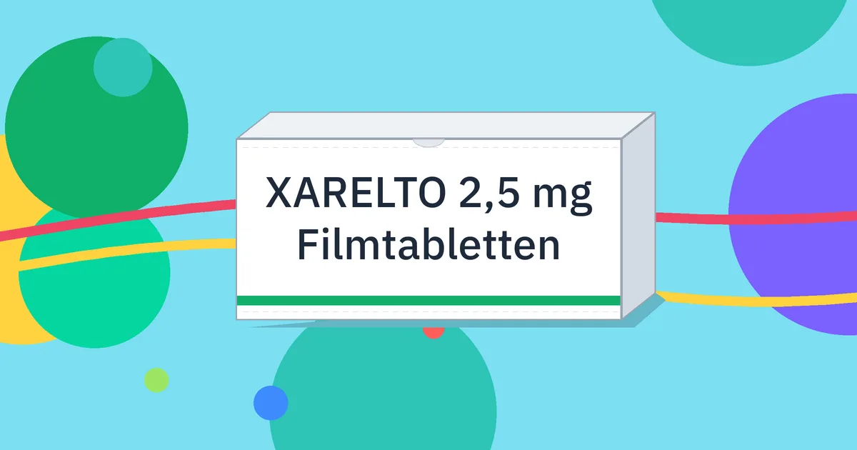 Symbolbild: Packung mit der Aufschrift XARELTO 2,5 mg Filmtabletten (PZN 15569616) – Verfügbarkeit und Bezug in Apotheken in Frankfurt am Main
