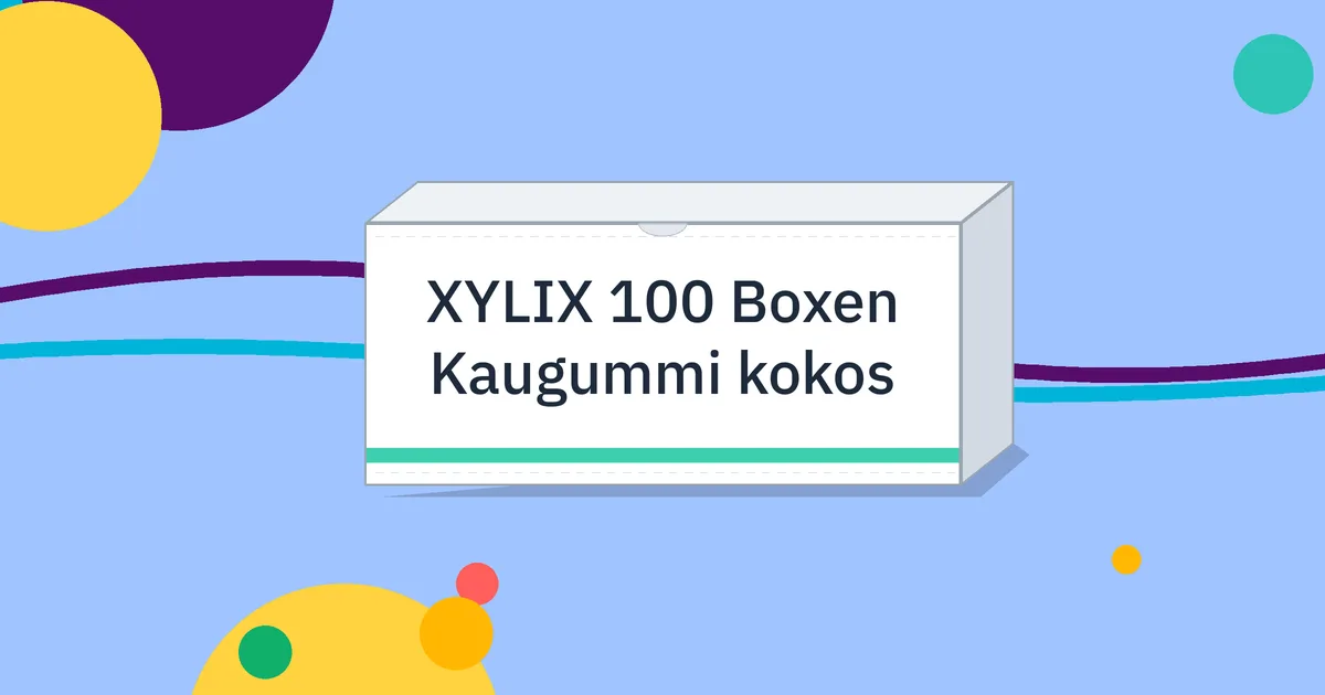 Symbolbild: Packung mit der Aufschrift XYLIX 100 Boxen Kaugummi kokos (PZN 08872165) – Verfügbarkeit und Bezug in Apotheken in Frankfurt am Main