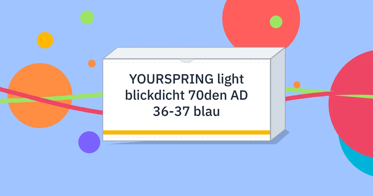 Symbolbild: Packung mit der Aufschrift YOURSPRING light blickdicht 70den AD 36-37 blau (PZN 18056596) – Verfügbarkeit und Bezug in Apotheken in Frankfurt am Main