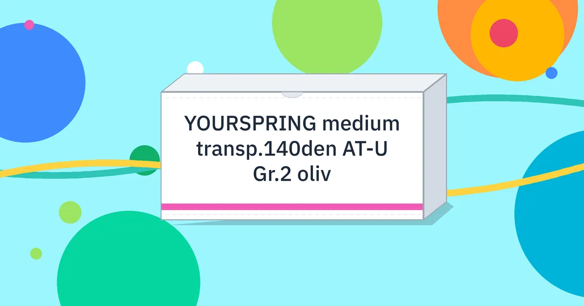 Symbolbild: Packung mit der Aufschrift YOURSPRING medium transp.140den AT-U Gr.2 oliv (PZN 18057609) – Verfügbarkeit und Bezug in Apotheken in Frankfurt am Main