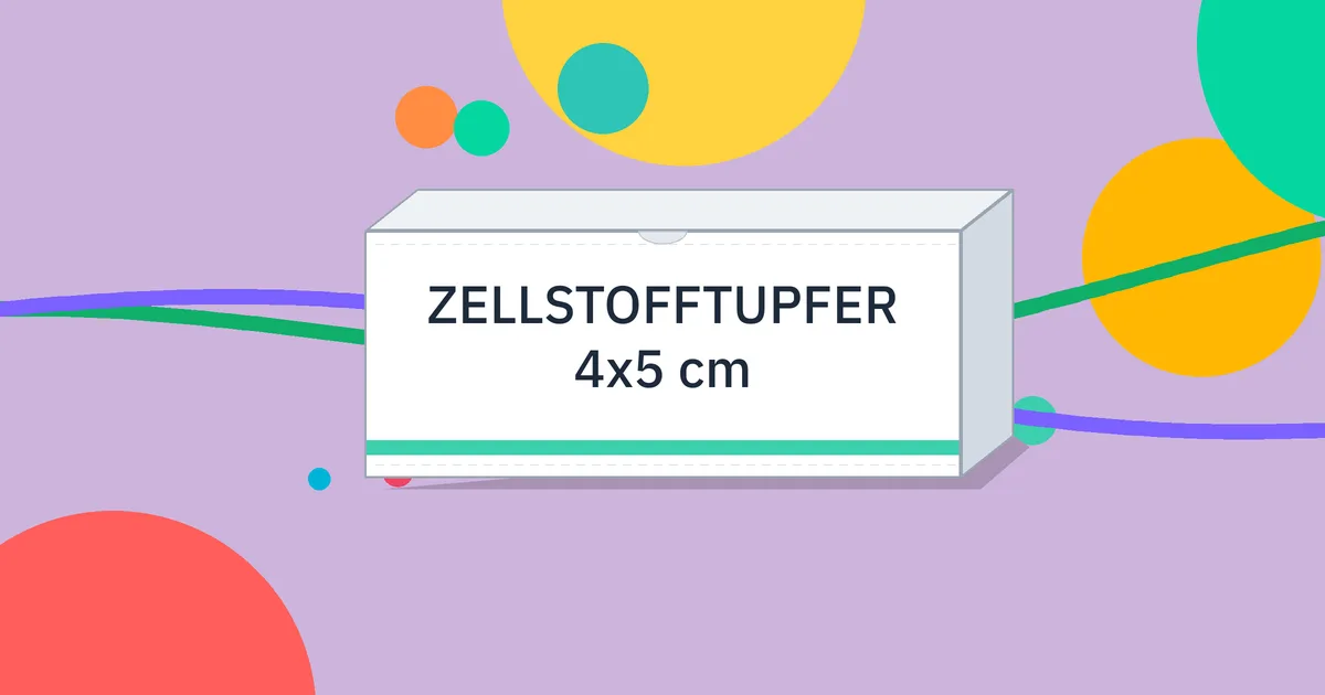 Symbolbild: Packung mit der Aufschrift ZELLSTOFFTUPFER 4x5 cm (PZN 03856368) – Verfügbarkeit und Bezug in Apotheken in Frankfurt am Main