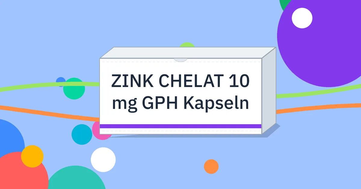 Symbolbild: Packung mit der Aufschrift ZINK CHELAT 10 mg GPH Kapseln (PZN 10015103) – Verfügbarkeit und Bezug in Apotheken in Frankfurt am Main