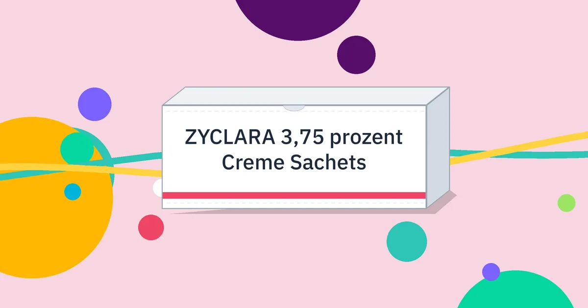 Symbolbild: Packung mit der Aufschrift ZYCLARA 3,75 prozent Creme Sachets (PZN 19113853) – Verfügbarkeit und Bezug in Apotheken in Frankfurt am Main