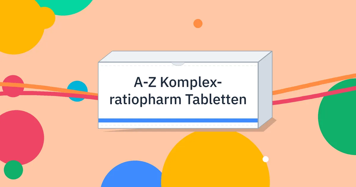 Symbolbild: Packung mit der Aufschrift A-Z Komplex-ratiopharm Tabletten (PZN 01433379) – Verfügbarkeit und Bezug in Apotheken in Frankfurt am Main