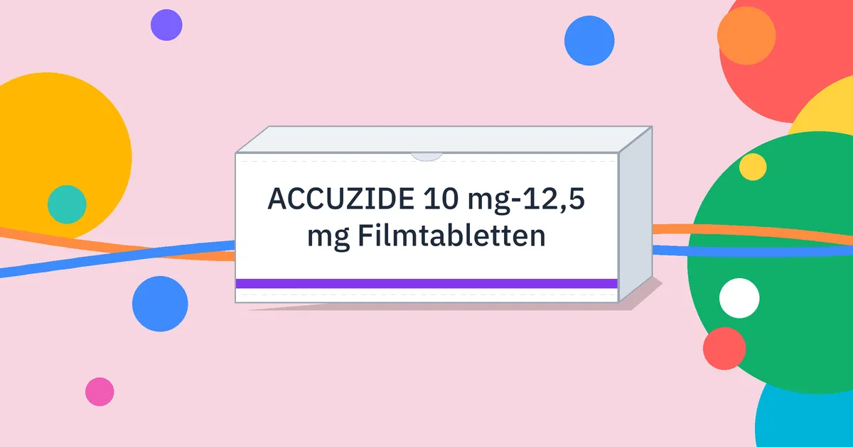Symbolbild: Packung mit der Aufschrift ACCUZIDE 10 mg-12,5 mg Filmtabletten (PZN 04627836) – Verfügbarkeit und Bezug in Apotheken in Frankfurt am Main