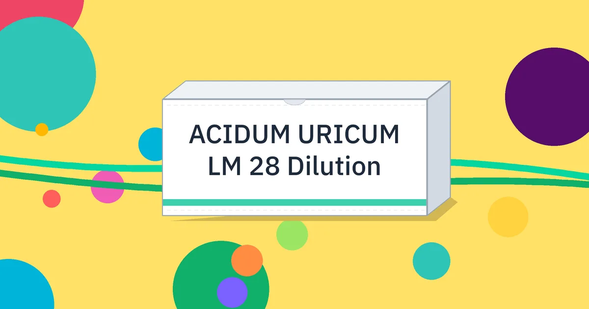 Symbolbild: Packung mit der Aufschrift ACIDUM URICUM LM 28 Dilution (PZN 13289048) – Verfügbarkeit und Bezug in Apotheken in Frankfurt am Main