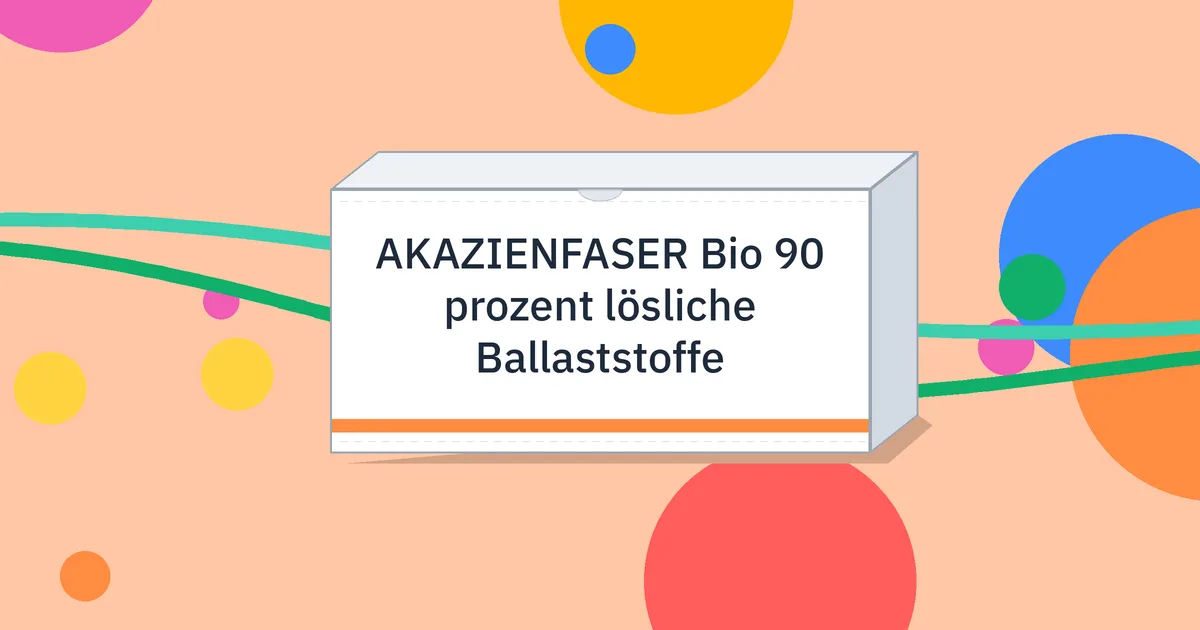 Symbolbild: Packung mit der Aufschrift AKAZIENFASER Bio 90 prozent lösliche Ballaststoffe (PZN 16228892) – Verfügbarkeit und Bezug in Apotheken in Frankfurt am Main