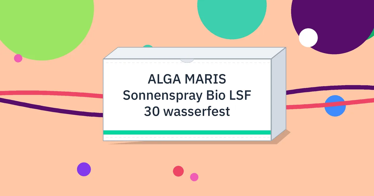Symbolbild: Packung mit der Aufschrift ALGA MARIS Sonnenspray Bio LSF 30 wasserfest (PZN 17622361) – Verfügbarkeit und Bezug in Apotheken in Frankfurt am Main