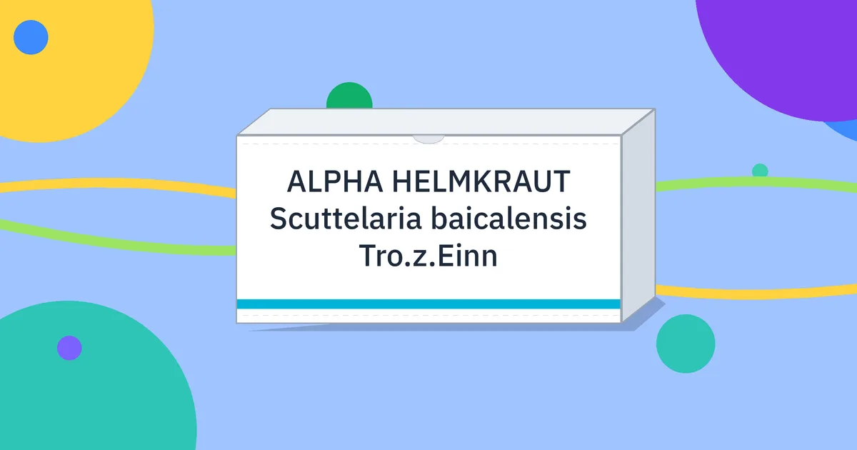 Symbolbild: Packung mit der Aufschrift ALPHA HELMKRAUT Scuttelaria baicalensis Tro.z.Einn (PZN 18071035) – Verfügbarkeit und Bezug in Apotheken in Frankfurt am Main