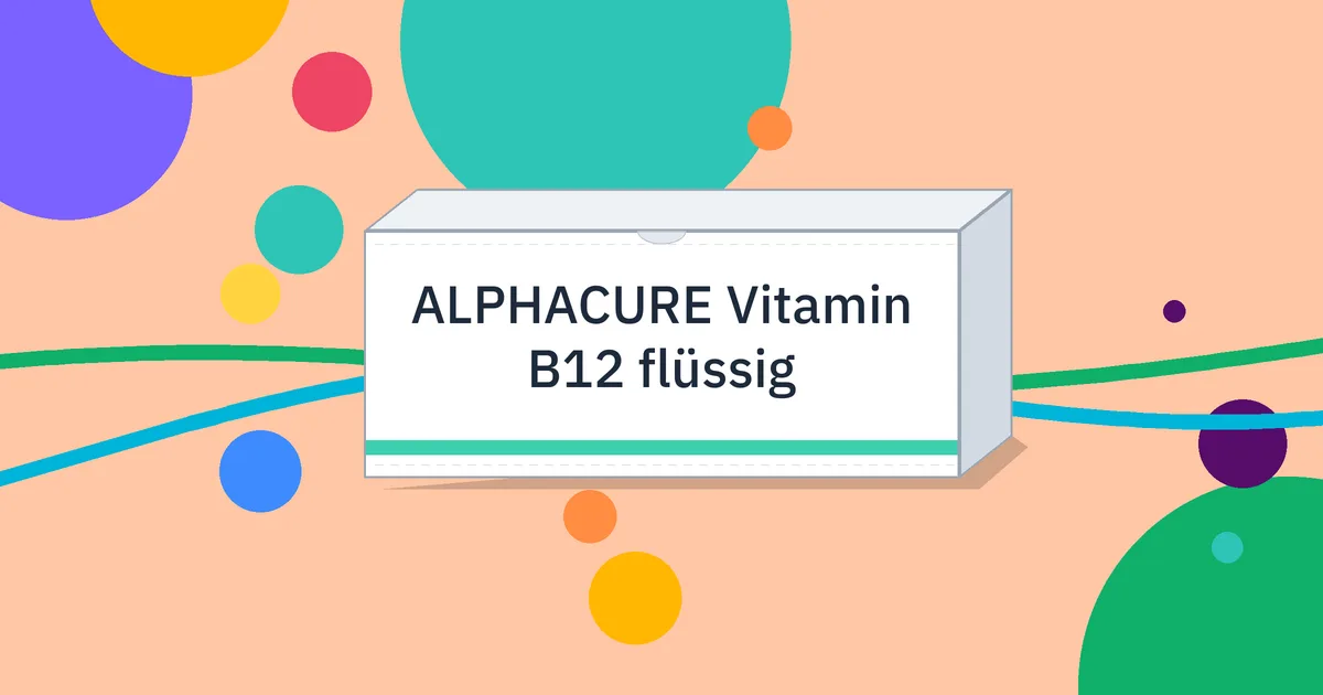 Symbolbild: Packung mit der Aufschrift ALPHACURE Vitamin B12 flüssig (PZN 20359418) – Verfügbarkeit und Bezug in Apotheken in Frankfurt am Main