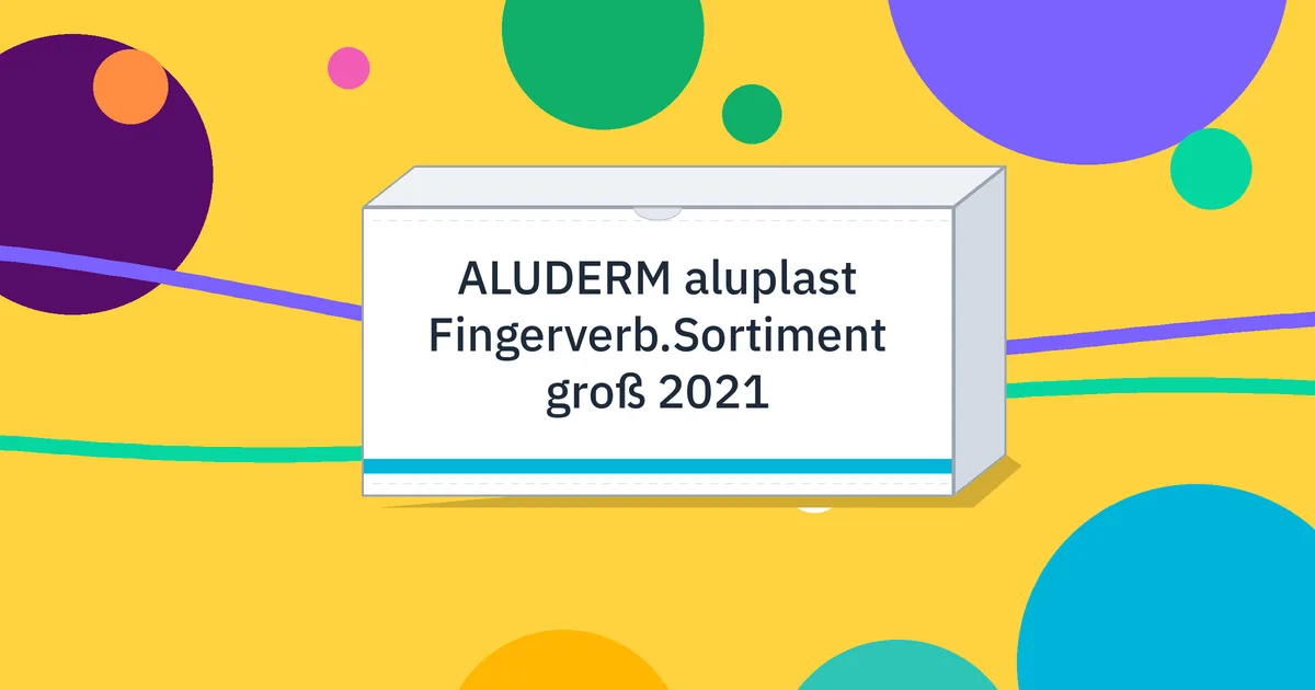 Symbolbild: Packung mit der Aufschrift ALUDERM aluplast Fingerverb.Sortiment groß 2021 (PZN 18066502) – Verfügbarkeit und Bezug in Apotheken in Frankfurt am Main