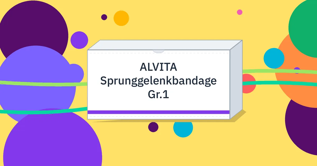 Symbolbild: Packung mit der Aufschrift ALVITA Sprunggelenkbandage Gr.1 (PZN 11151481) – Verfügbarkeit und Bezug in Apotheken in Frankfurt am Main