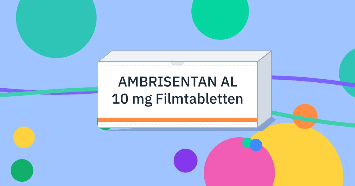 Symbolbild: Packung mit der Aufschrift AMBRISENTAN AL 10 mg Filmtabletten (PZN 16527583) – Verfügbarkeit und Bezug in Apotheken in Frankfurt am Main