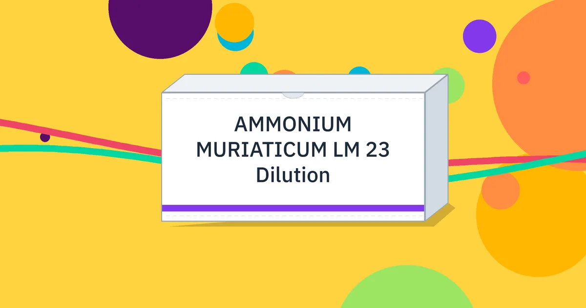 Symbolbild: Packung mit der Aufschrift AMMONIUM MURIATICUM LM 23 Dilution (PZN 12761187) – Verfügbarkeit und Bezug in Apotheken in Frankfurt am Main
