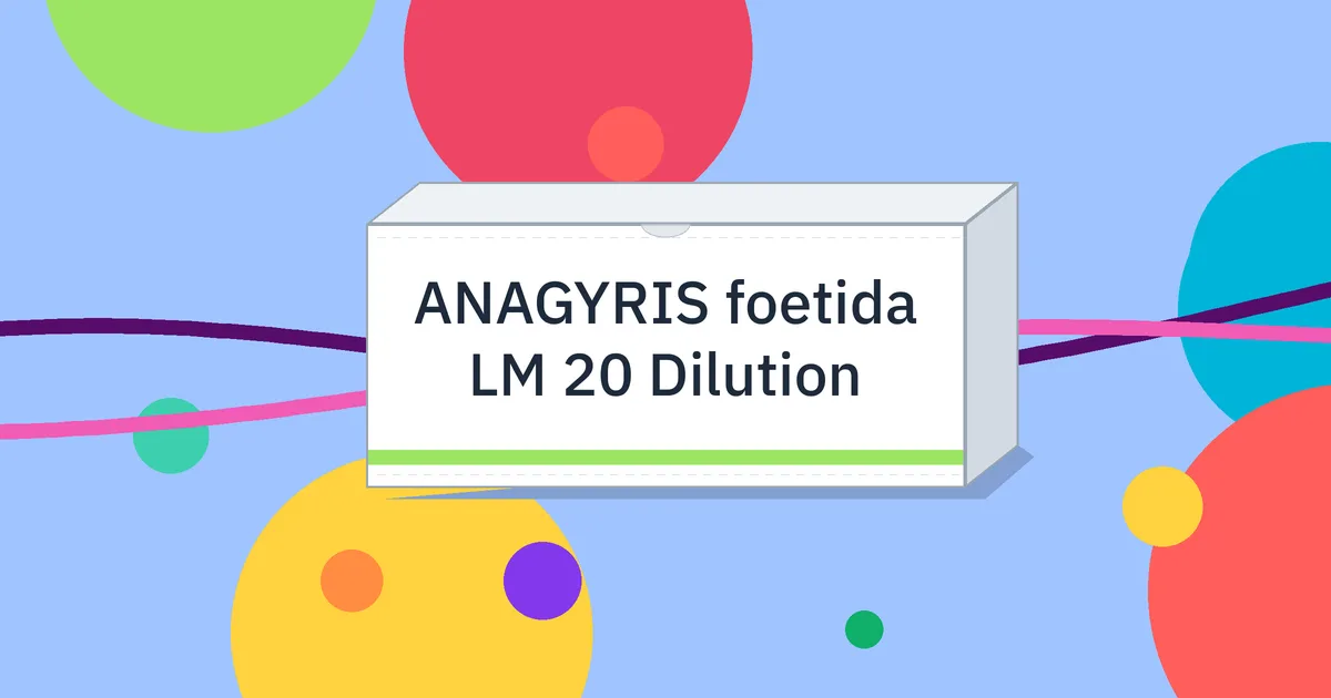 Symbolbild: Packung mit der Aufschrift ANAGYRIS foetida LM 20 Dilution (PZN 13328423) – Verfügbarkeit und Bezug in Apotheken in Frankfurt am Main
