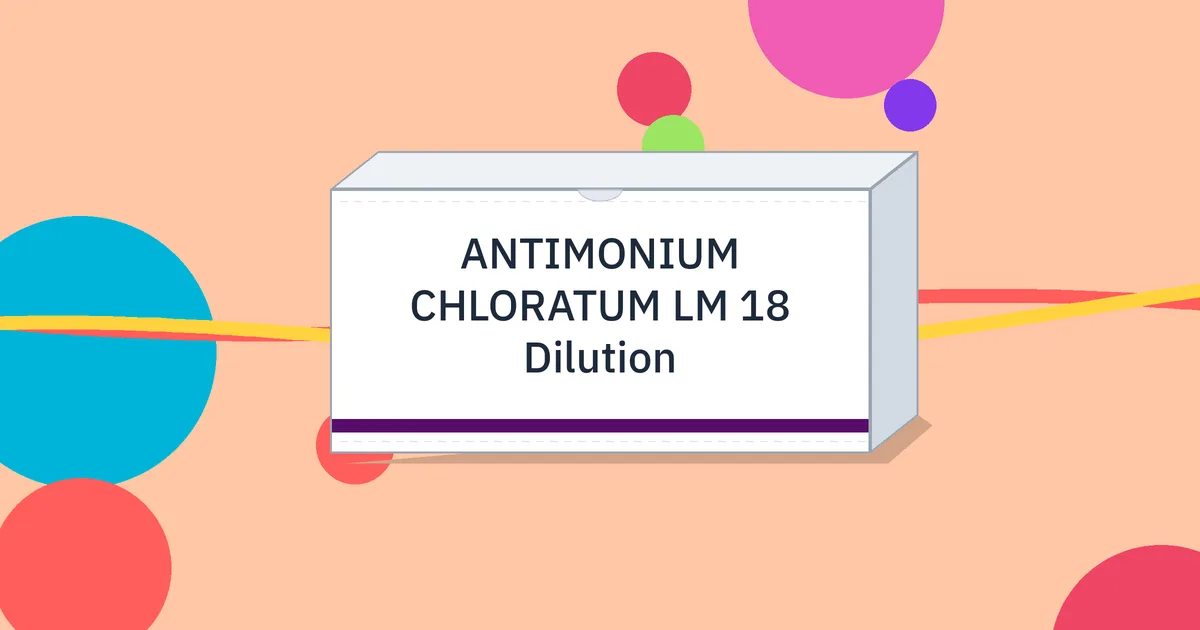 Symbolbild: Packung mit der Aufschrift ANTIMONIUM CHLORATUM LM 18 Dilution (PZN 13372708) – Verfügbarkeit und Bezug in Apotheken in Frankfurt am Main