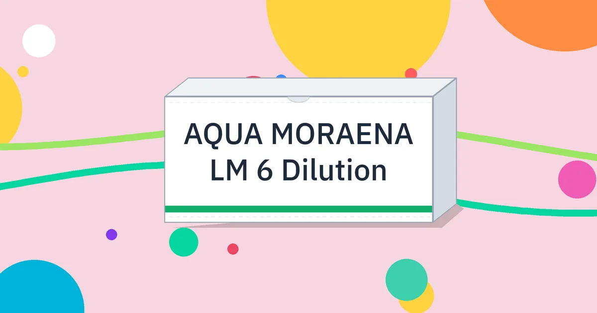 Symbolbild: Packung mit der Aufschrift AQUA MORAENA LM 6 Dilution (PZN 13755289) – Verfügbarkeit und Bezug in Apotheken in Frankfurt am Main