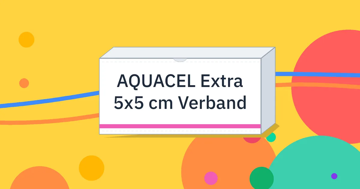 Symbolbild: Packung mit der Aufschrift AQUACEL Extra 5x5 cm Verband (PZN 19154792) – Verfügbarkeit und Bezug in Apotheken in Frankfurt am Main