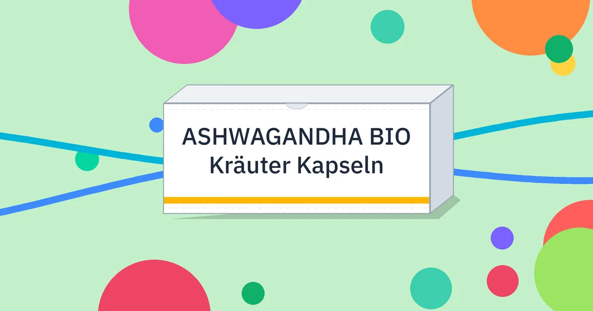 Symbolbild: Packung mit der Aufschrift ASHWAGANDHA BIO Kräuter Kapseln (PZN 15322672) – Verfügbarkeit und Bezug in Apotheken in Frankfurt am Main