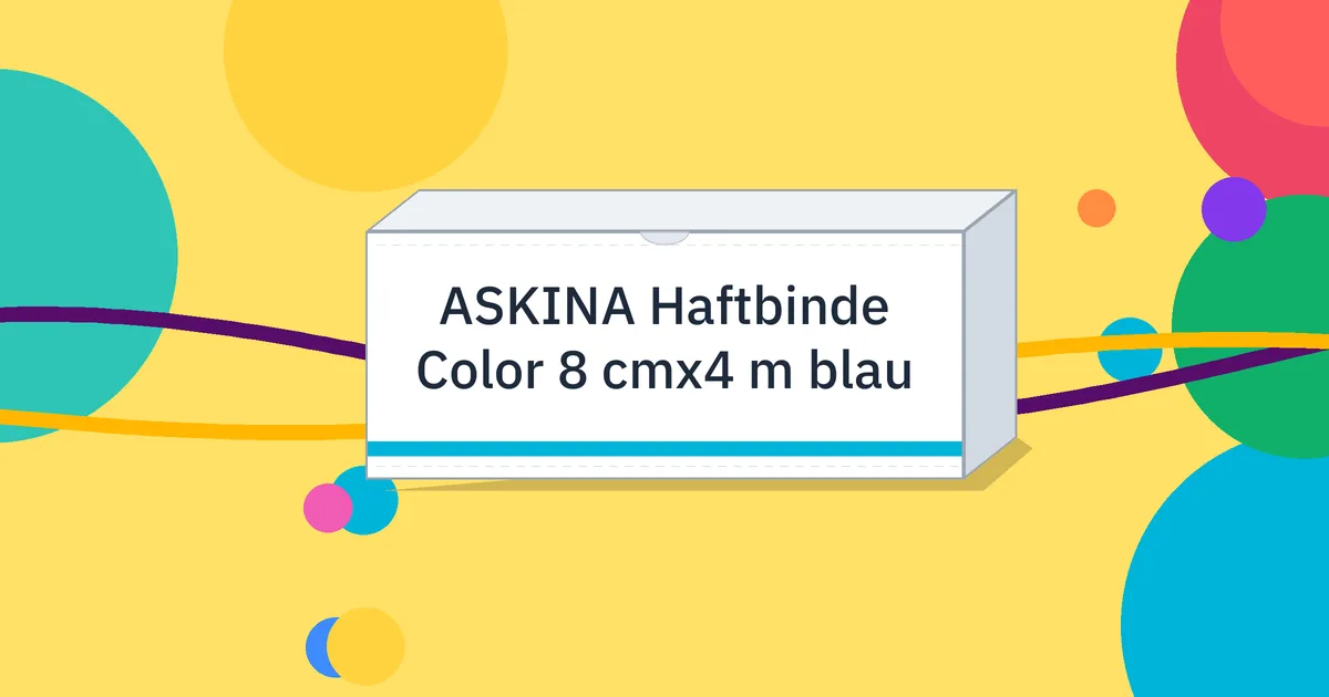 Symbolbild: Packung mit der Aufschrift ASKINA Haftbinde Color 8 cmx4 m blau (PZN 08752969) – Verfügbarkeit und Bezug in Apotheken in Frankfurt am Main