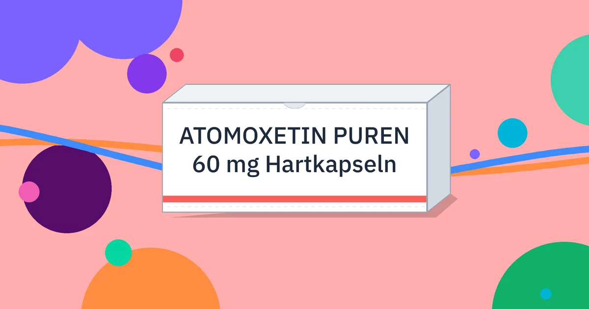 Symbolbild: Packung mit der Aufschrift ATOMOXETIN PUREN 60 mg Hartkapseln (PZN 14375778) – Verfügbarkeit und Bezug in Apotheken in Frankfurt am Main
