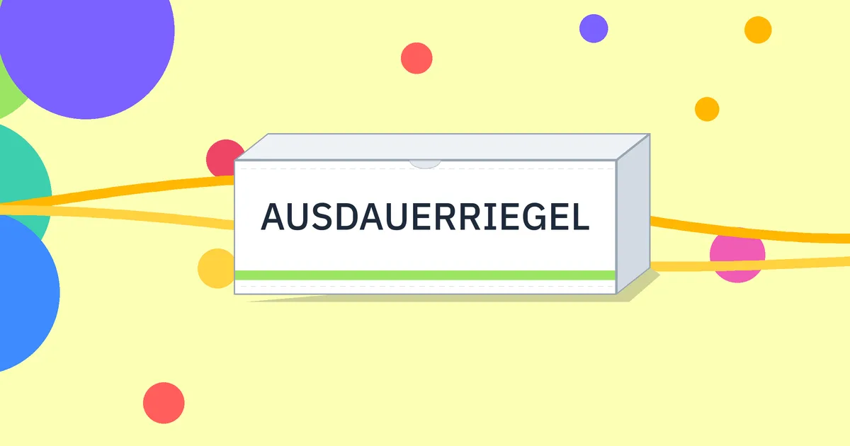 Symbolbild: Packung mit der Aufschrift AUSDAUERRIEGEL (PZN 18679073) – Verfügbarkeit und Bezug in Apotheken in Frankfurt am Main