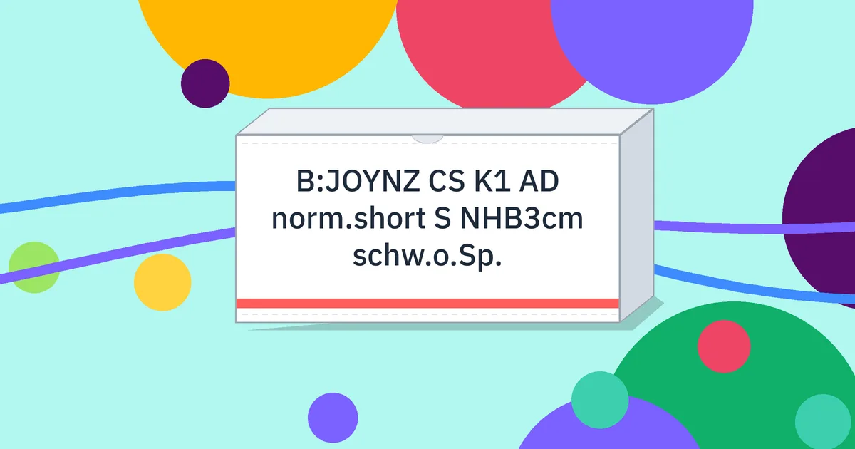 Symbolbild: Packung mit der Aufschrift B:JOYNZ CS K1 AD norm.short S NHB3cm schw.o.Sp. (PZN 20529719) – Verfügbarkeit und Bezug in Apotheken in Frankfurt am Main