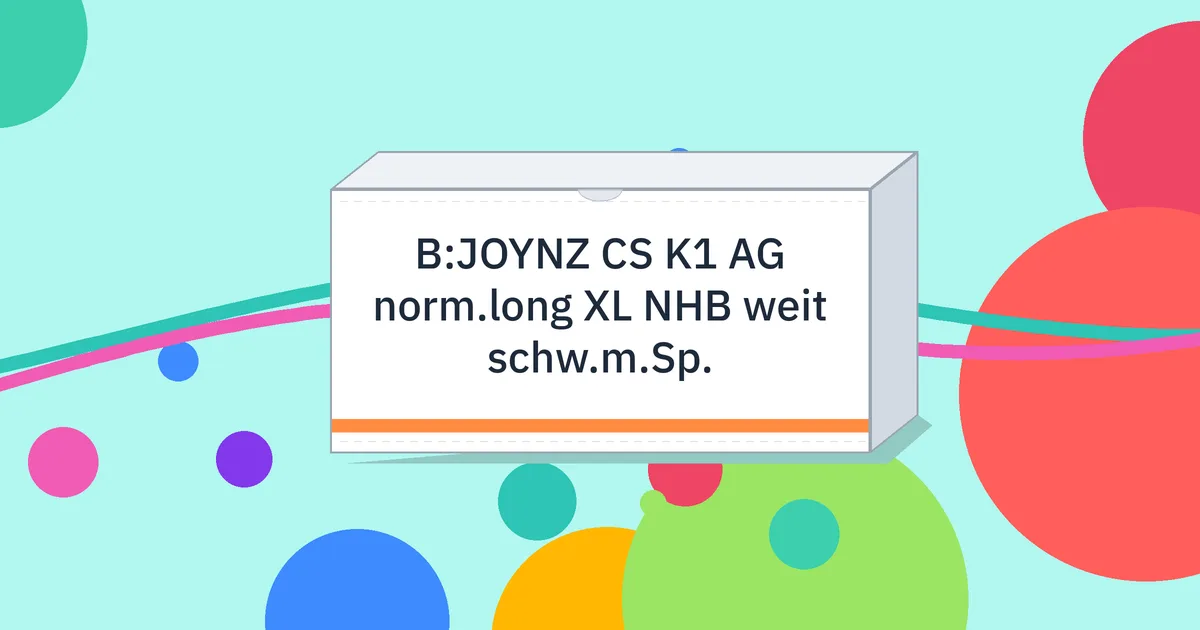 Symbolbild: Packung mit der Aufschrift B:JOYNZ CS K1 AG norm.long XL NHB weit schw.m.Sp. (PZN 20535631) – Verfügbarkeit und Bezug in Apotheken in Frankfurt am Main