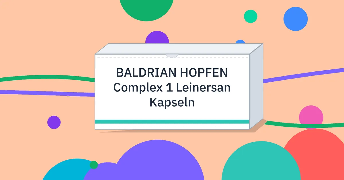 Symbolbild: Packung mit der Aufschrift BALDRIAN HOPFEN Complex 1 Leinersan Kapseln (PZN 00060321) – Verfügbarkeit und Bezug in Apotheken in Frankfurt am Main