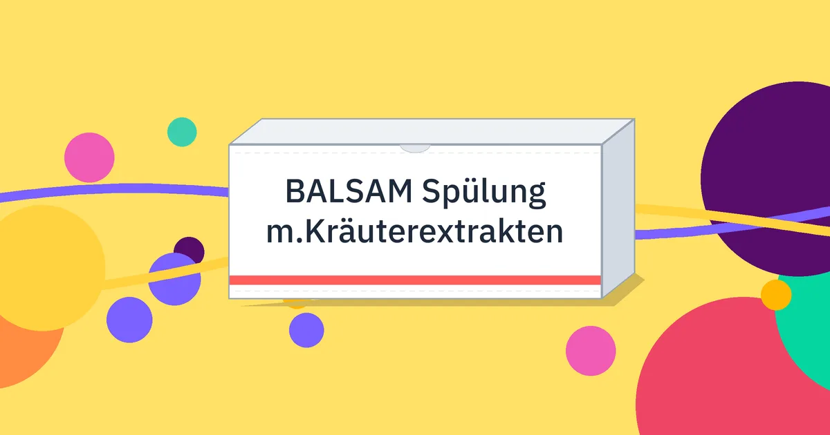 Symbolbild: Packung mit der Aufschrift BALSAM Spülung m.Kräuterextrakten (PZN 07564800) – Verfügbarkeit und Bezug in Apotheken in Frankfurt am Main
