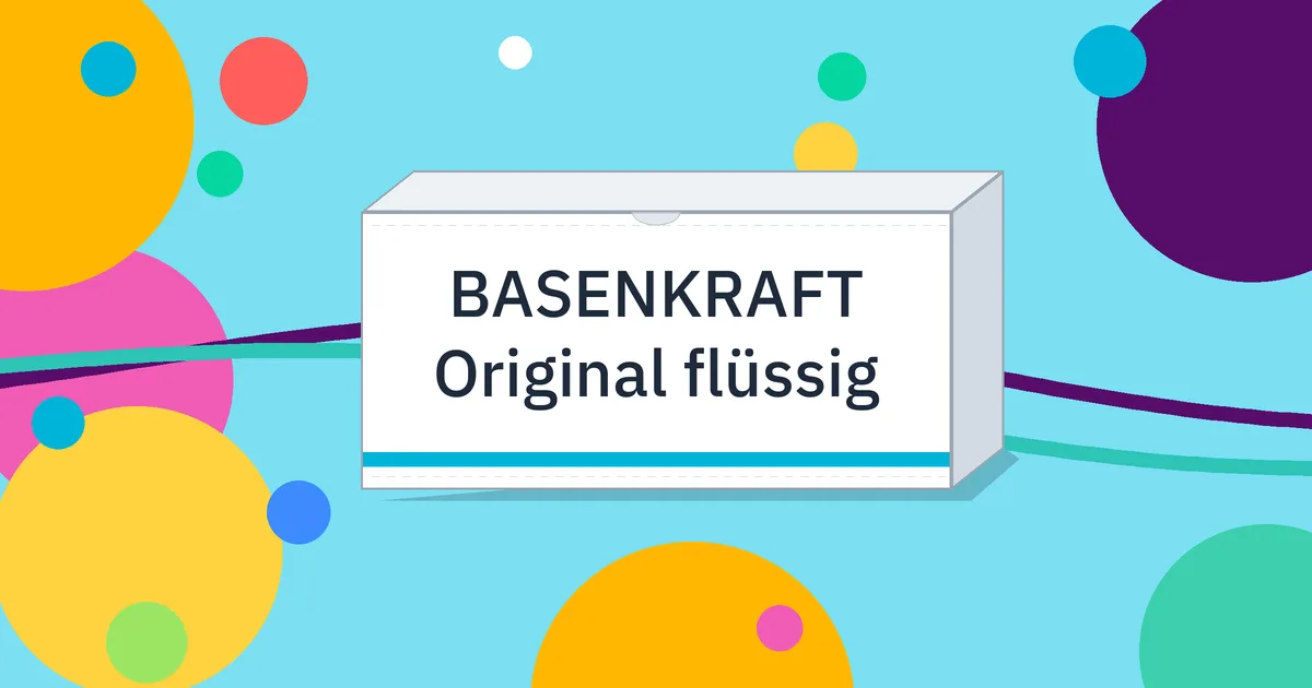 Symbolbild: Packung mit der Aufschrift BASENKRAFT Original flüssig (PZN 07321919) – Verfügbarkeit und Bezug in Apotheken in Frankfurt am Main