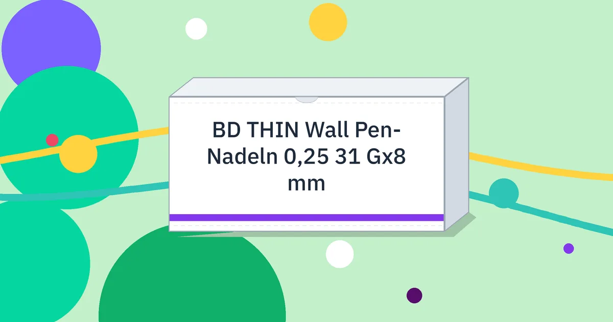 Symbolbild: Packung mit der Aufschrift BD THIN Wall Pen-Nadeln 0,25 31 Gx8 mm (PZN 15433638) – Verfügbarkeit und Bezug in Apotheken in Frankfurt am Main