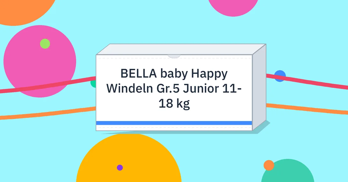 Symbolbild: Packung mit der Aufschrift BELLA baby Happy Windeln Gr.5 Junior 11-18 kg (PZN 19876189) – Verfügbarkeit und Bezug in Apotheken in Frankfurt am Main