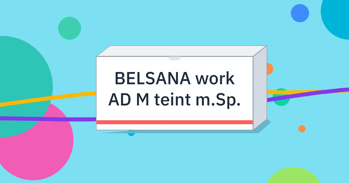 Symbolbild: Packung mit der Aufschrift BELSANA work AD M teint m.Sp. (PZN 16219752) – Verfügbarkeit und Bezug in Apotheken in Frankfurt am Main