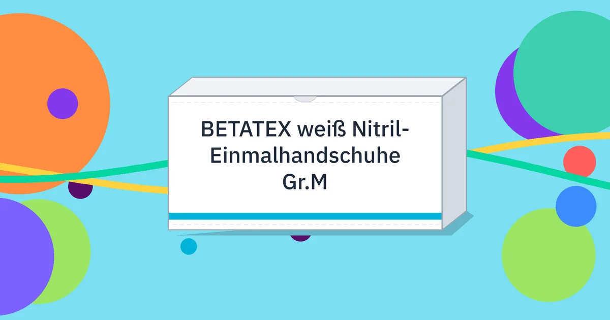 Symbolbild: Packung mit der Aufschrift BETATEX weiß Nitril-Einmalhandschuhe Gr.M (PZN 17817018) – Verfügbarkeit und Bezug in Apotheken in Frankfurt am Main