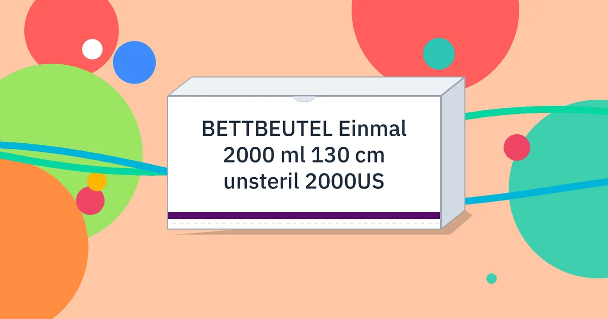 Symbolbild: Packung mit der Aufschrift BETTBEUTEL Einmal 2000 ml 130 cm unsteril 2000US (PZN 18201621) – Verfügbarkeit und Bezug in Apotheken in Frankfurt am Main