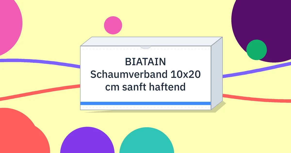 Symbolbild: Packung mit der Aufschrift BIATAIN Schaumverband 10x20 cm sanft haftend (PZN 11116757) – Verfügbarkeit und Bezug in Apotheken in Frankfurt am Main