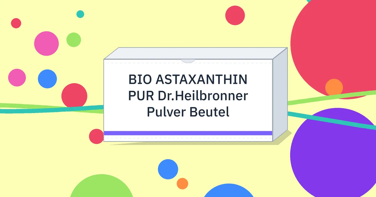 Symbolbild: Packung mit der Aufschrift BIO ASTAXANTHIN PUR Dr.Heilbronner Pulver Beutel (PZN 18295533) – Verfügbarkeit und Bezug in Apotheken in Frankfurt am Main