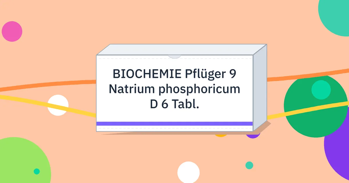 Symbolbild: Packung mit der Aufschrift BIOCHEMIE Pflüger 9 Natrium phosphoricum D 6 Tabl. (PZN 06319665) – Verfügbarkeit und Bezug in Apotheken in Frankfurt am Main