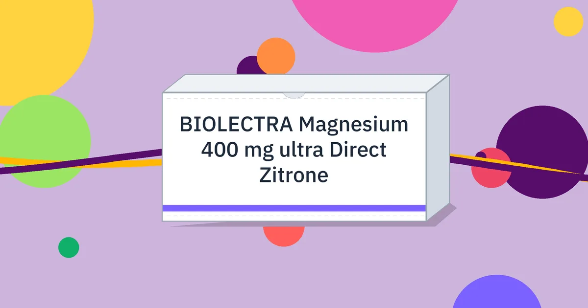 Symbolbild: Packung mit der Aufschrift BIOLECTRA Magnesium 400 mg ultra Direct Zitrone (PZN 10252151) – Verfügbarkeit und Bezug in Apotheken in Frankfurt am Main