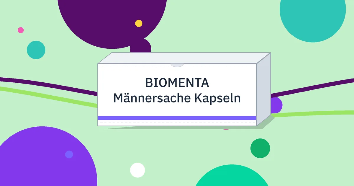 Symbolbild: Packung mit der Aufschrift BIOMENTA Männersache Kapseln (PZN 17870202) – Verfügbarkeit und Bezug in Apotheken in Frankfurt am Main