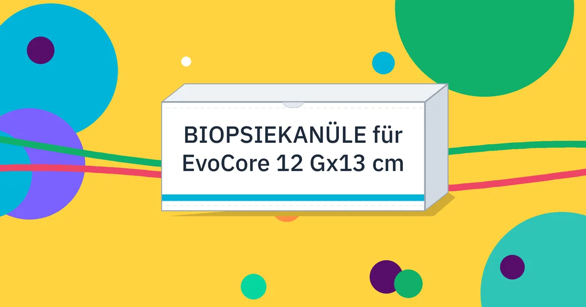 Symbolbild: Packung mit der Aufschrift BIOPSIEKANÜLE für EvoCore 12 Gx13 cm (PZN 11059002) – Verfügbarkeit und Bezug in Apotheken in Frankfurt am Main