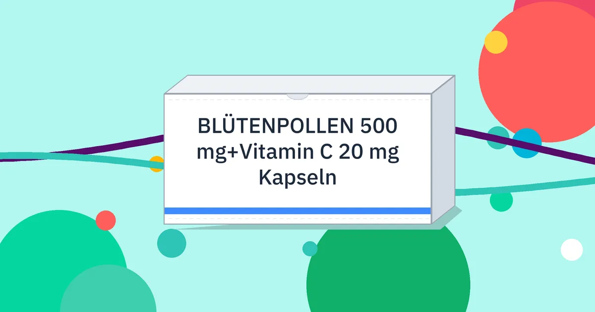 Symbolbild: Packung mit der Aufschrift BLÜTENPOLLEN 500 mg+Vitamin C 20 mg Kapseln (PZN 16527672) – Verfügbarkeit und Bezug in Apotheken in Frankfurt am Main